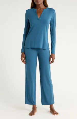Natori Feathers Elements Pajamas - Midnight Teal