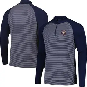 LEVELWEAR Houston Astros Charter Striped Raglan Quarter-zip Top - Navy