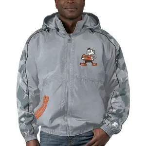 STARTER Cleveland Browns Thursday Night Gridiron Throwback Full-zip Jacket - Gray