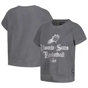 THE WILD COLLECTIVE Phoenix Suns Embroidered Fleece Raglan Short Sleeve Pullover Sweatshirt - Gray