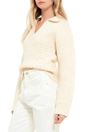 English Factory Textured V-neck Sweater
