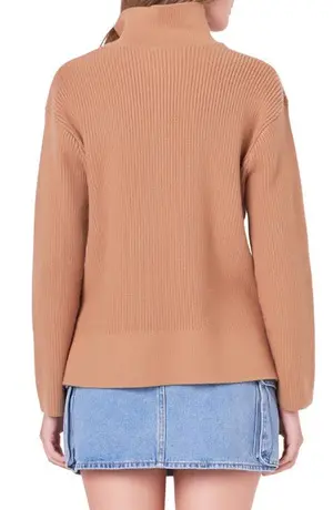 English Factory Half Zip Ribbed Pullover Sweater