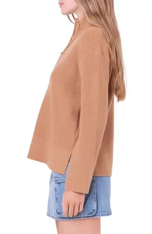 English Factory Half Zip Ribbed Pullover Sweater