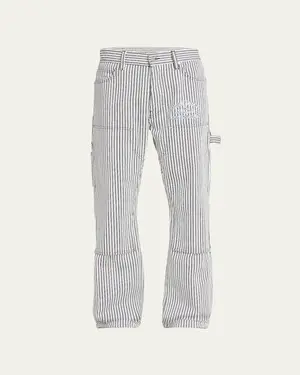 Amiri Men's Railroad Striped Carpenter Pants - Black/white