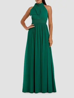 Mac Duggal Sleeveless Chiffon Gown - Deep Emerald