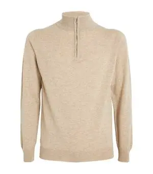 Harrods Cashmere Zip-up Sweater - Beige