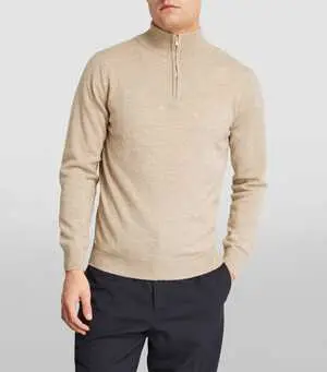 Harrods Cashmere Zip-up Sweater - Beige