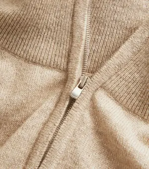 Harrods Cashmere Zip-up Sweater - Beige