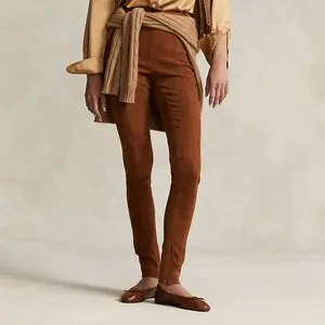 Ralph Lauren Lambskin Suede Pant - Cinnamon