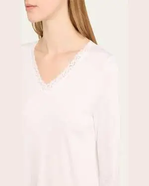 Hanro Mots Lace-trim Cotton Nightgown - White