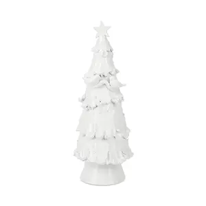 VIETRI Foresta Large Tree With Red Birds & Star - White