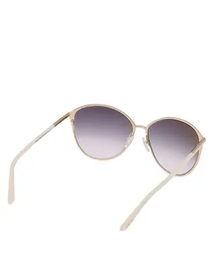 TOM FORD Round Sunglasses, 59mm - Ivory/gray Gradient