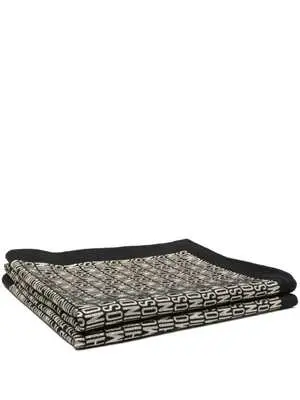 Moschino Intarsia-logo Rectangular Blanket - Black