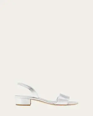 Manolo Blahnik Patopia Slingback Sandals - Silver