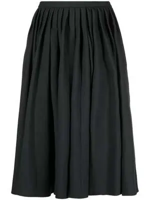 QUIRA Pleated Virgin Wool Skirt