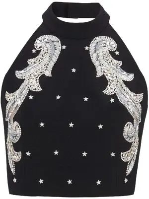 Balmain Baroque Embroidered Sleeveless Top - Black
