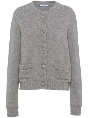 Prada Crystal-button Cashmere Cardigan
