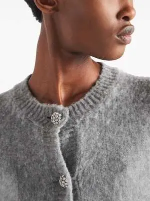 Prada Crystal-button Cashmere Cardigan