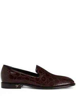 GIUSEPPE ZANOTTI Gatien Crocodile-effect Leather Loafers - Brown