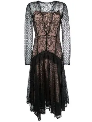 Alberta Ferretti Floral-lace Ruffled Midi Dress