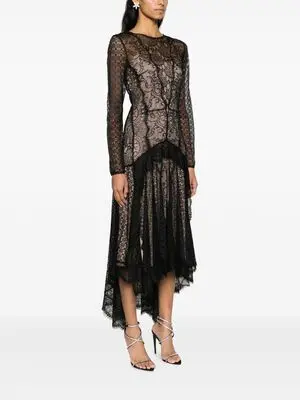 Alberta Ferretti Floral-lace Ruffled Midi Dress