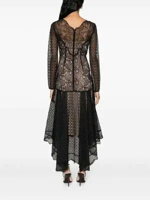 Alberta Ferretti Floral-lace Ruffled Midi Dress