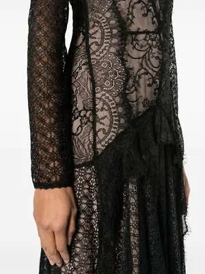 Alberta Ferretti Floral-lace Ruffled Midi Dress