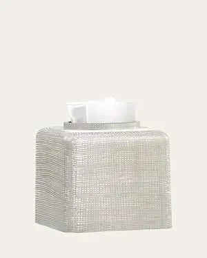 LABRAZEL Woven Tissue Box Cover, Platinum - Silver/white