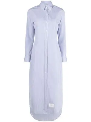 Thom Browne Logo-patch Striped Maxi Shirtdress