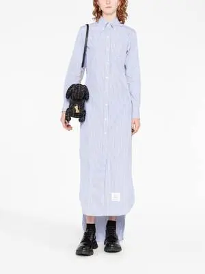 Thom Browne Logo-patch Striped Maxi Shirtdress