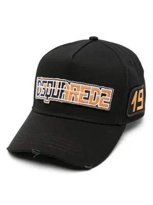 Dsquared2 Baseball Cap With Distressed Effect And Logo Patch - Black