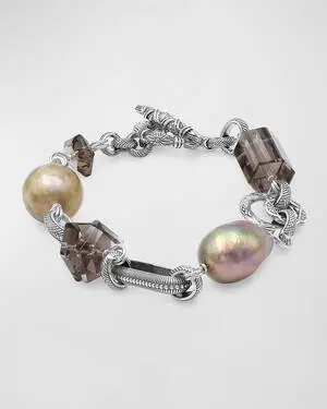 Stephen Dweck Quartz And Pearl Bracelet - Brown