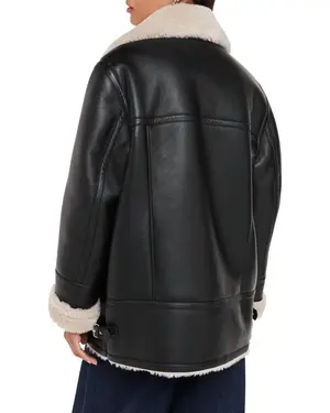 Whistles Faux Fur Aviator Coat