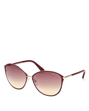 TOM FORD 59mm Round Frame Sunglasses - Red/pink Gradient