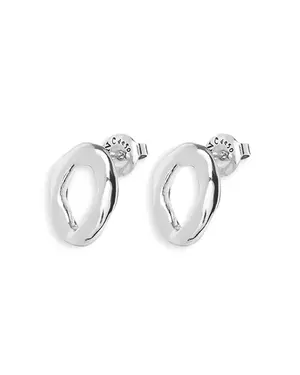 UNODE50 Sculpted Link Hoop Earrings - Silver