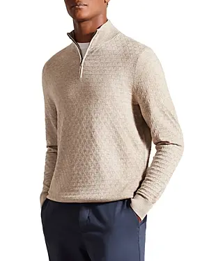 Ted Baker London Quarter Zip Pullover Sweater Brown/tan