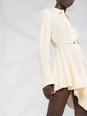 Off-White Asymmetric Ruffled Shirt Dress