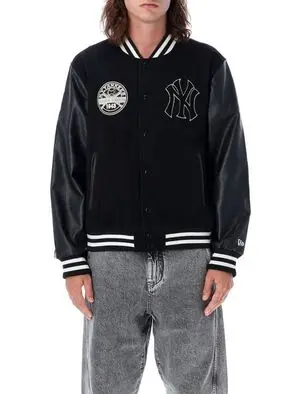 New Era NEW ERA MLB Large Logo Black Varsity Jacket - Blackwhite