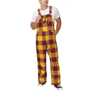 FOCO Washington Commanders Big Logo Plaid Overalls