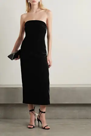 Wardrobe.NYC Strapless Velvet Midi Dress