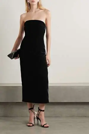 Wardrobe.NYC Strapless Velvet Midi Dress