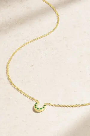 JENNIFER MEYER Mini Horseshoe Emerald Necklace - Gold