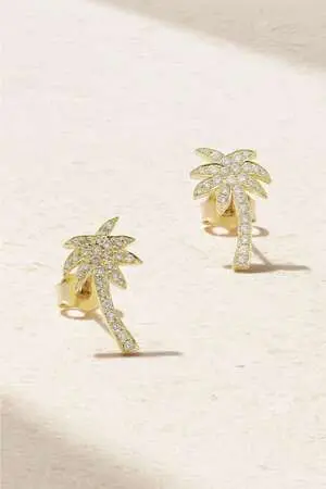 JENNIFER MEYER Mini Palm Tree 18-karat Diamonds Earrings