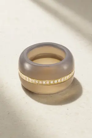 BY PARIAH Net Sustain Pebble Agate And Diamond Ring - Brown