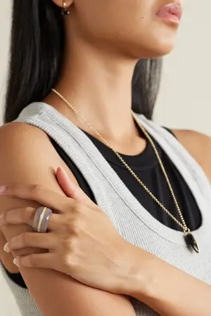 BY PARIAH Net Sustain Pebble Agate And Diamond Ring - Brown