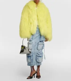 Attico Faux Fur Cropped Coat