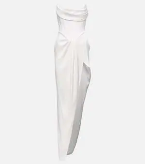 Alex Perry Bridal Draped Satin Crêpe Bustier Gown