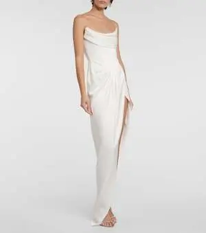 Alex Perry Bridal Draped Satin Crêpe Bustier Gown