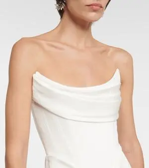 Alex Perry Bridal Draped Satin Crêpe Bustier Gown