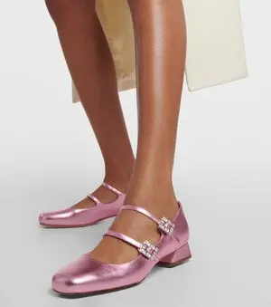 ROGER VIVIER Mini Très Vivier Leather Mary Jane Pumps